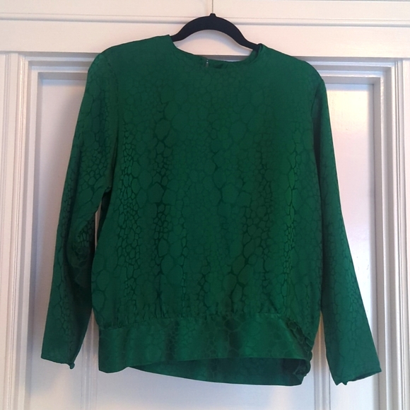 Vintage | Tops | Emerald Green Textured Silk Blouse | Poshmark
